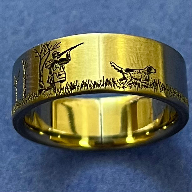 Grouse Hunting Scene Ring – Boone Titanium Rings