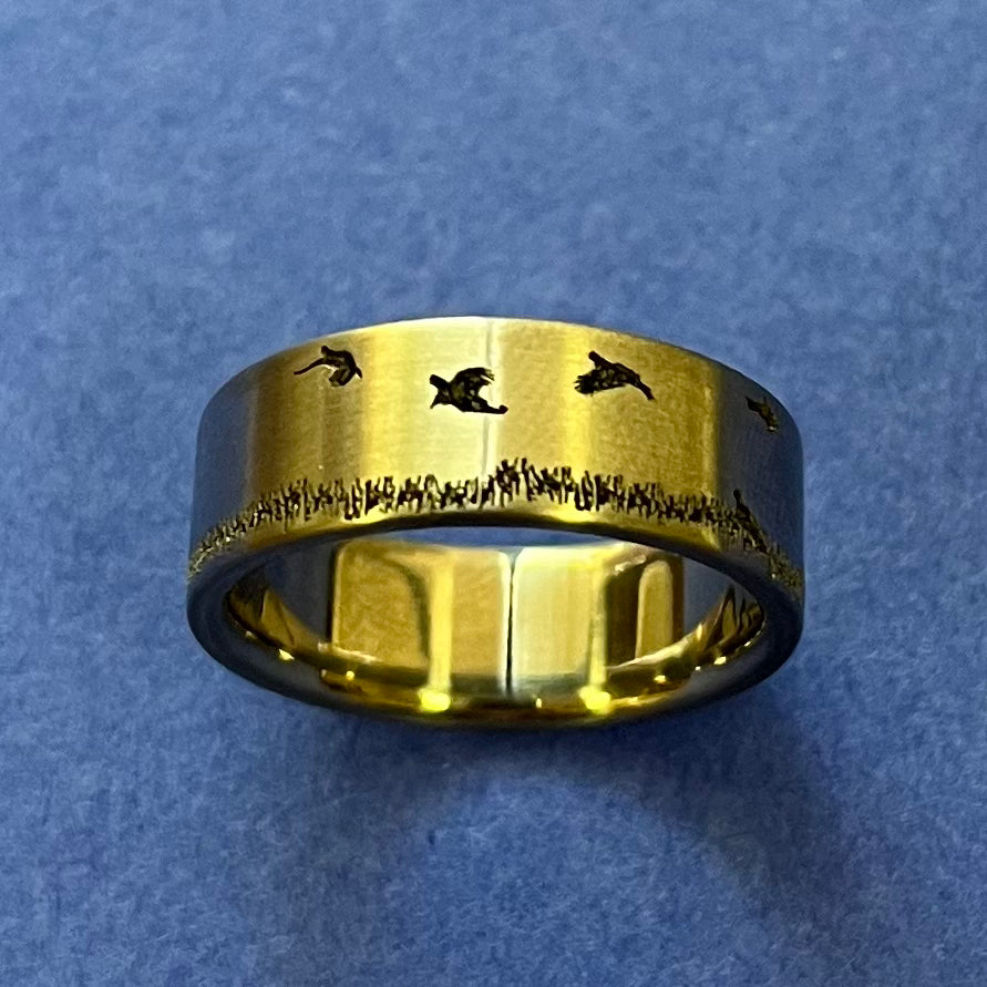 Grouse Hunting Scene Ring – Boone Titanium Rings