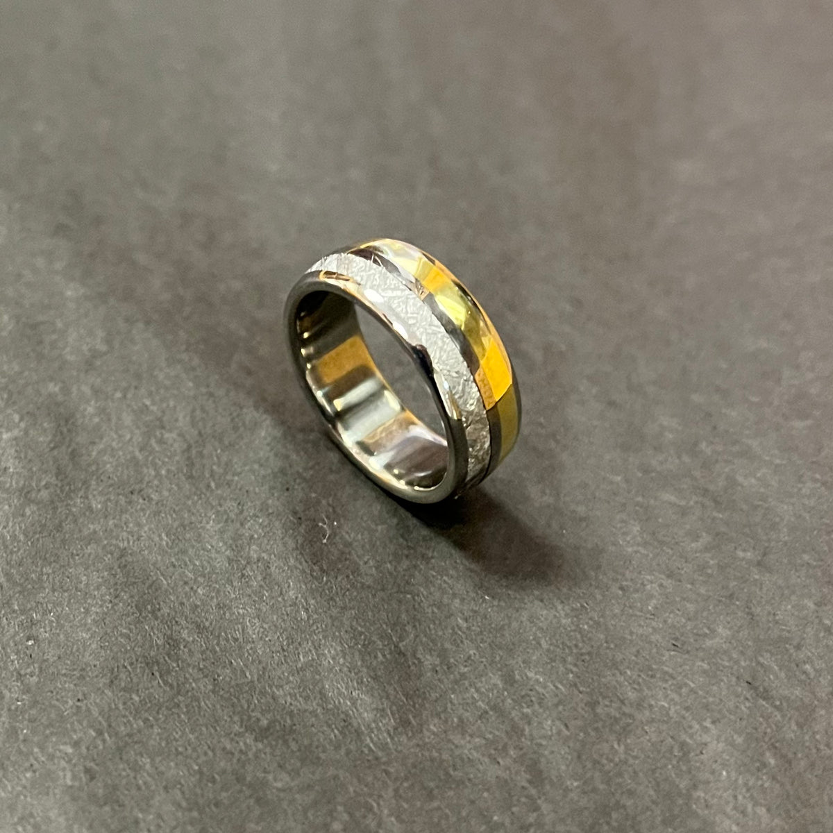 Meteorite and Gold – Boone Titanium Rings