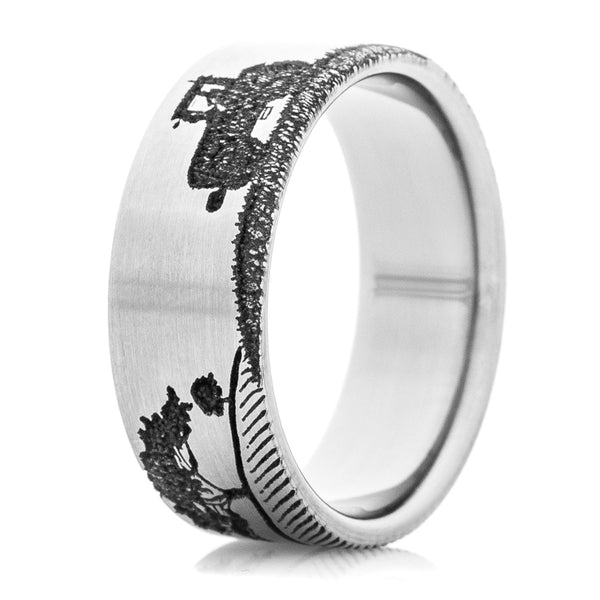 Farmer Tractor Scene Ring – Boone Titanium Rings
