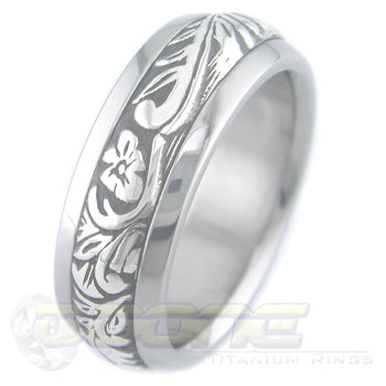 Silver Floral – Boone Titanium Rings